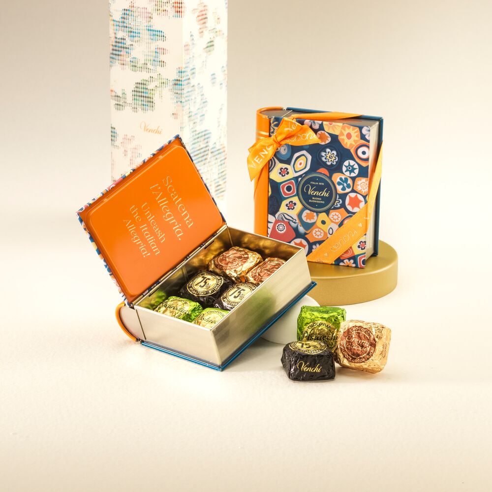 Murrine mini book with Chocoviar chocolates 115 g - Venchi
