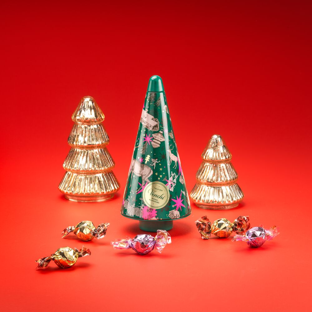 Christmas tree tin: assorted Pearl chocolates, 112 g - Venchi