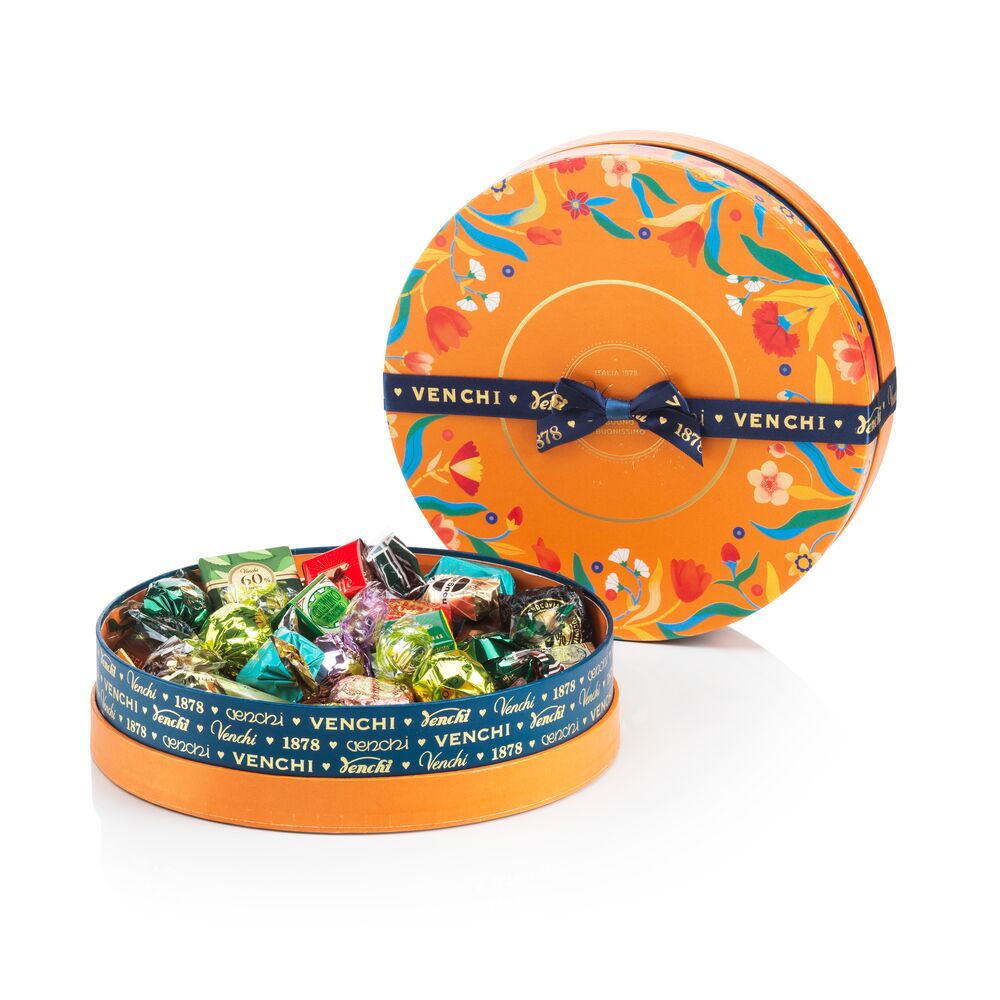 Baroque gift hatbox with assorted chocolates 356 g - Venchi