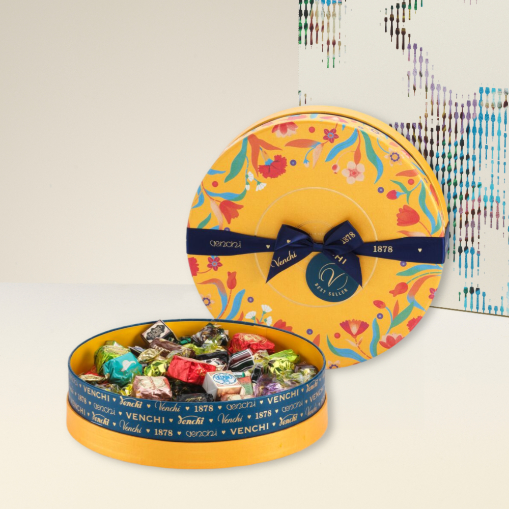 Baroque gift hatbox with assorted chocolates 708 g - Venchi