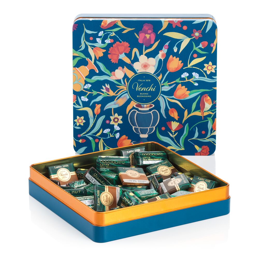 Baroque gift tin: chocolates with 70% less sugar, 410 g - Venchi