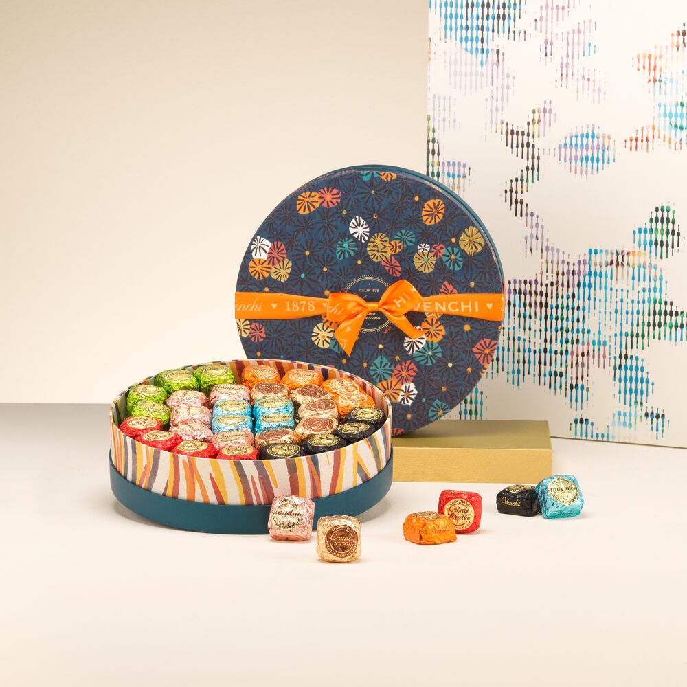 Boîte à chapeau bleue Murrine : assortiment de chocolats Chocoviar, 1,1 kg - Venchi