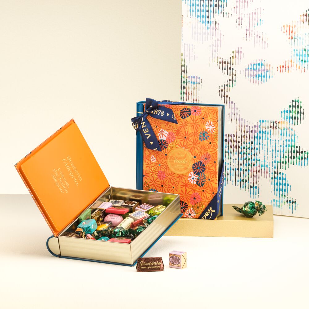 Murrine Maxi Book Metal Tin with Assorted Chocolates - Venchi