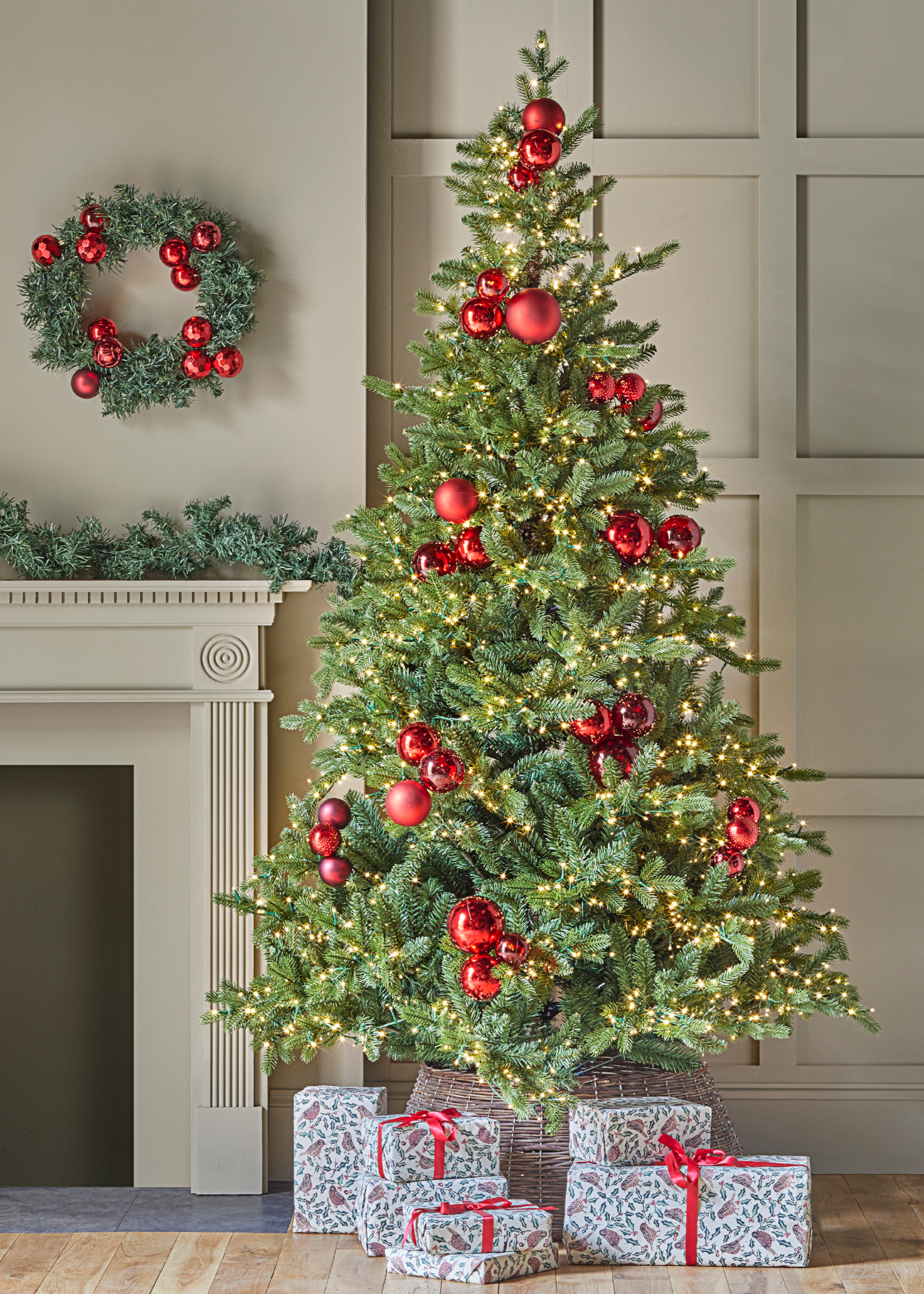 7ft Benmore Pre-Lit Artificial Compact Christmas Tree | Dobbies Garden ...