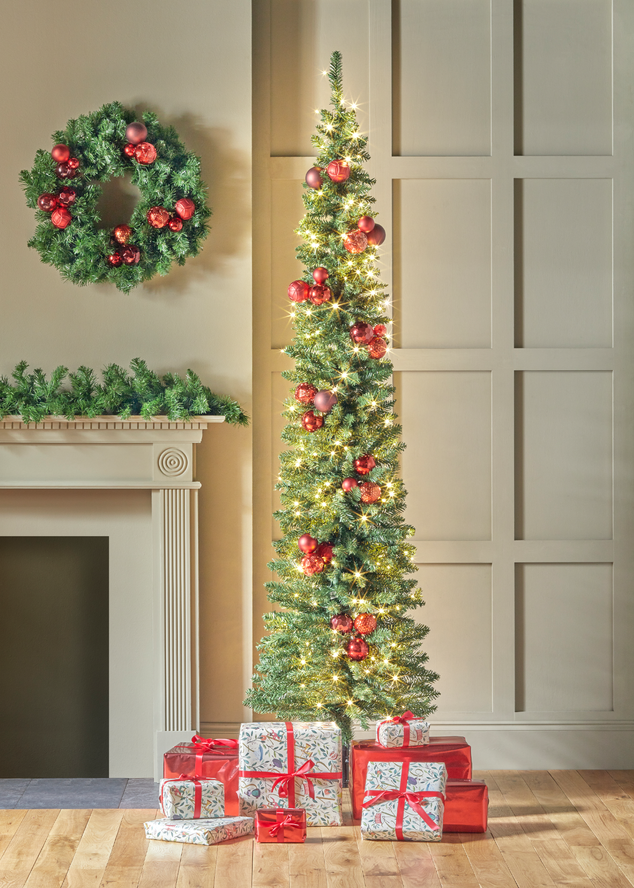 7ft Aspen Pre-Lit Artificial Pencil Christmas Tree | Dobbies Garden Centres