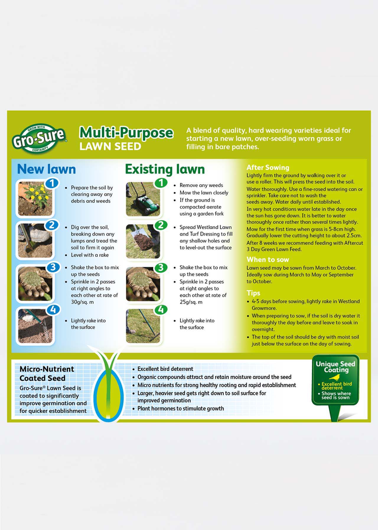 Gro-Sure Multi Purpose Lawn Seed 3.6kg | Dobbies Garden Centres