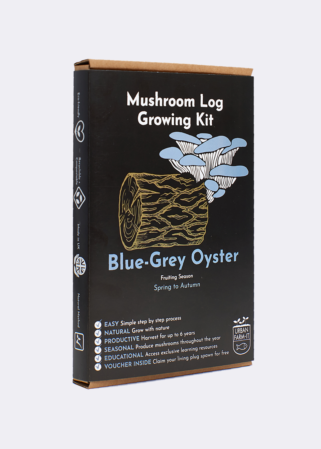 Blue-Grey Oyster Mushroom Log Grow Kit | Dobbies Garden Centres