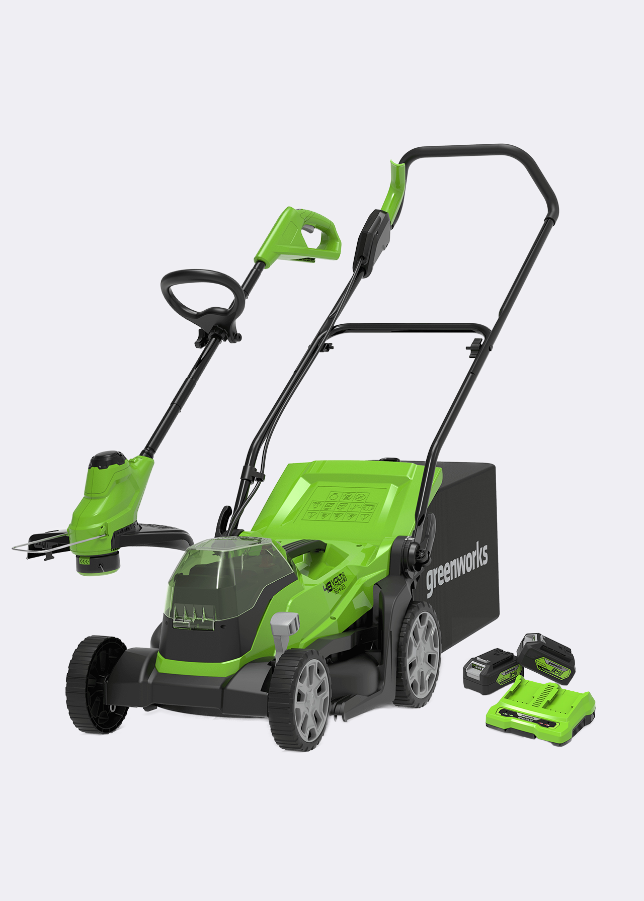 Greenworks cordless mower and strimmer store