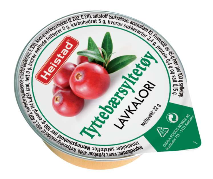 TYTTEBÆRSYLT LAVKALORI 22G HEISTAD